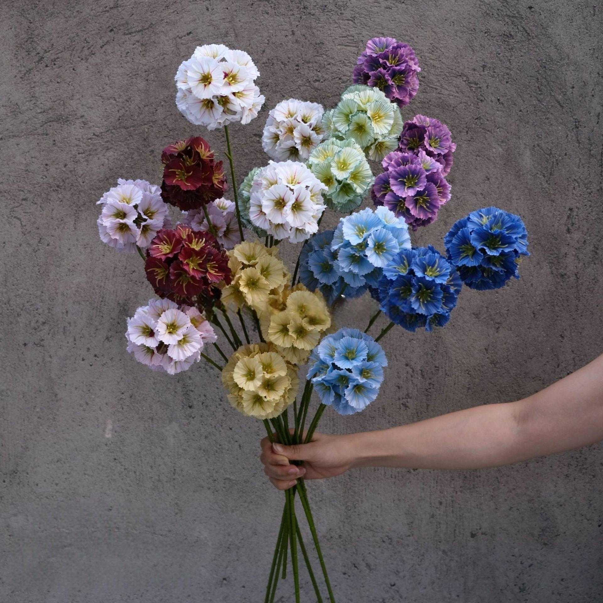 Valar Flower Dreamy Lollipop Hydrangea – Faux Windmill Bloom Stems for