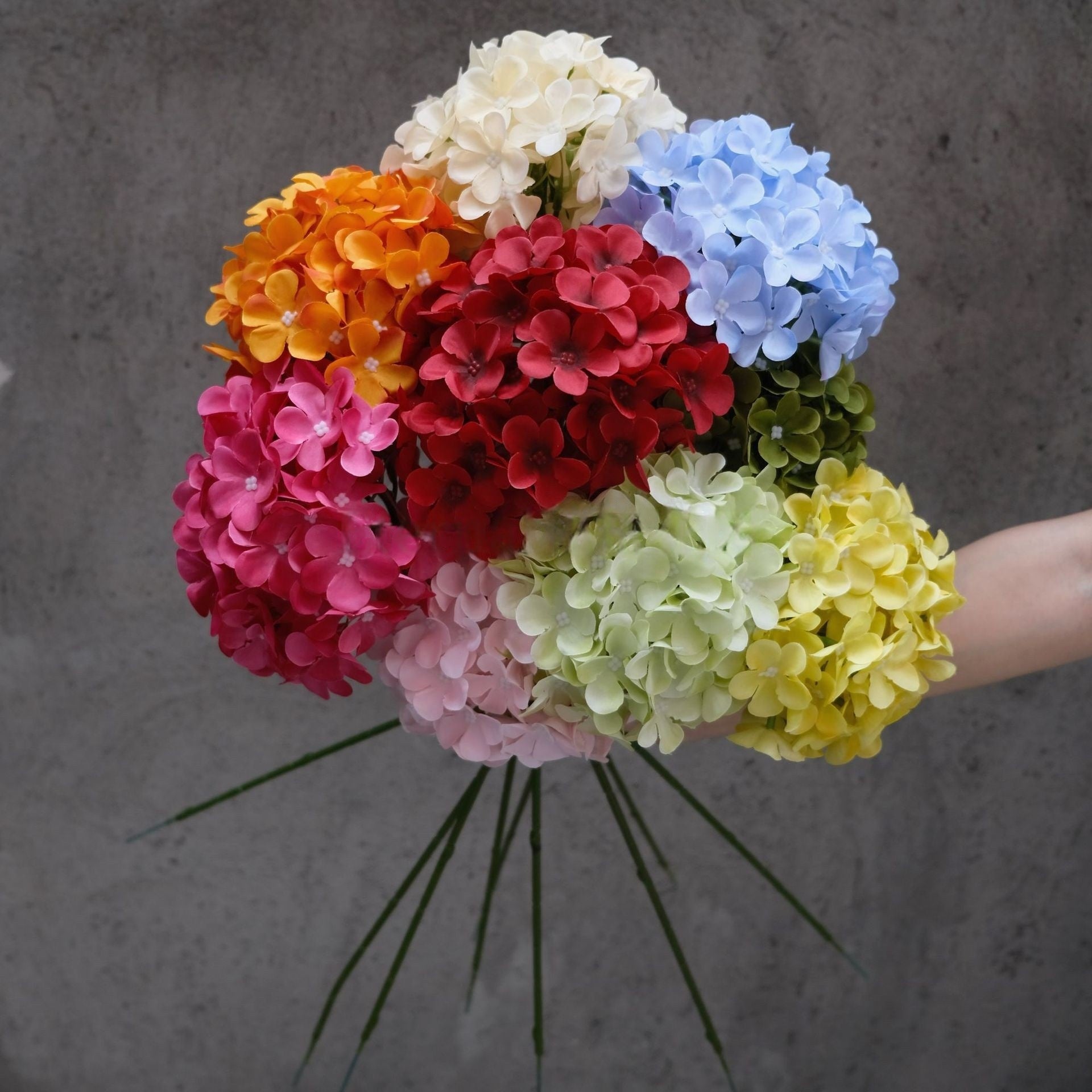 Colorful Artificial Hydrangea Stem – Single Faux Flower for Home Decor