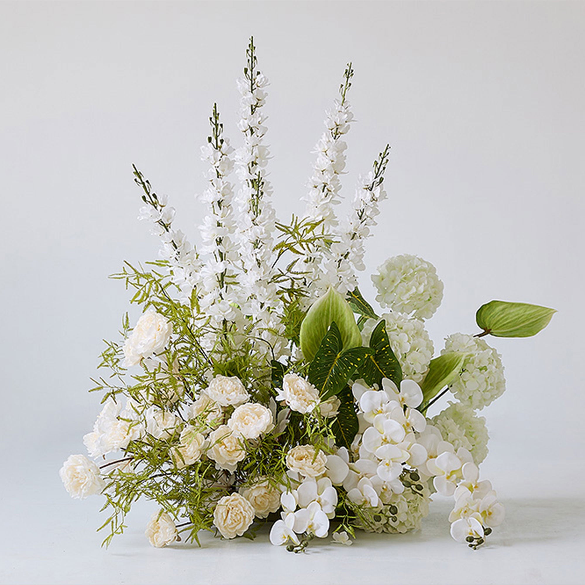 Elegant White & Green Floor Floral Arrangement | Luxury Faux Flowers ...
