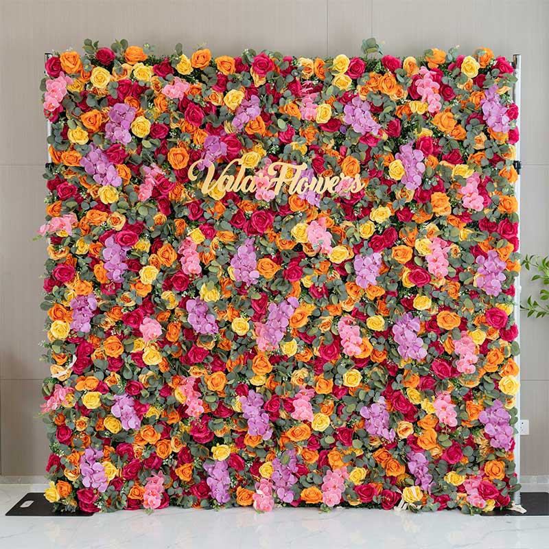 ValarFlower Roll Up Artificial Flower Wall Wedding Backdrop Party Deco