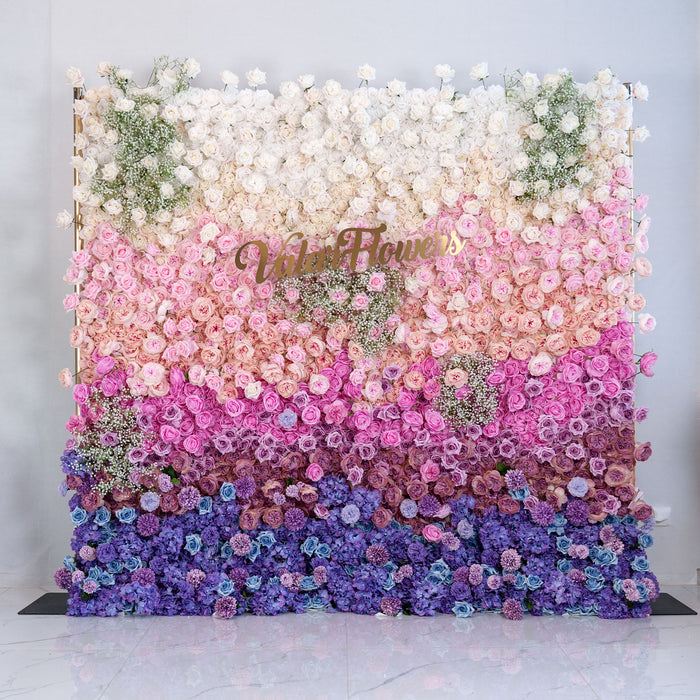 5D Roll Up Artificial Flower Wall Wedding Backdrop, Floral Event Decor