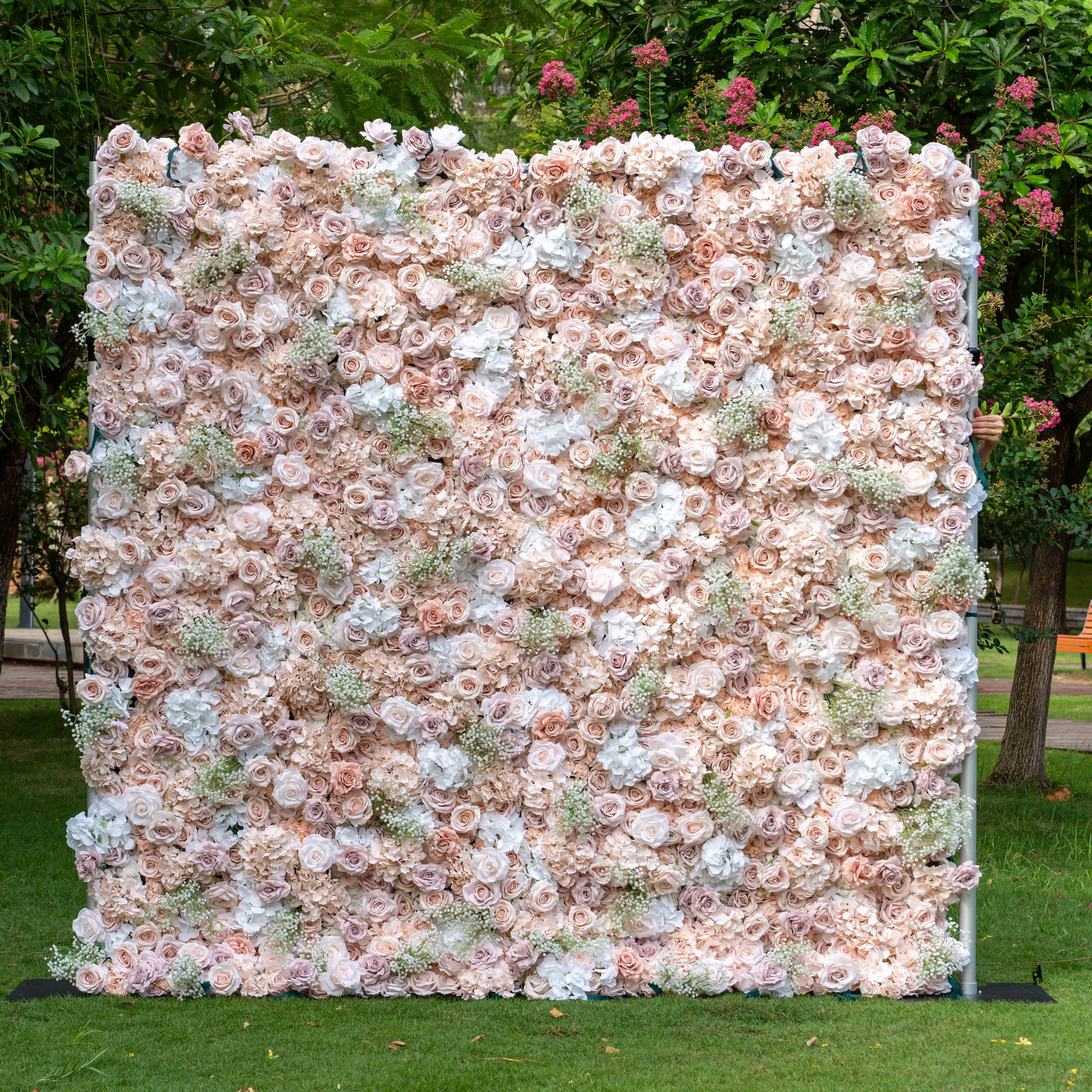 5D Roll up Artificial Flower Wall Wedding Backdrop Party Decoration VF-374