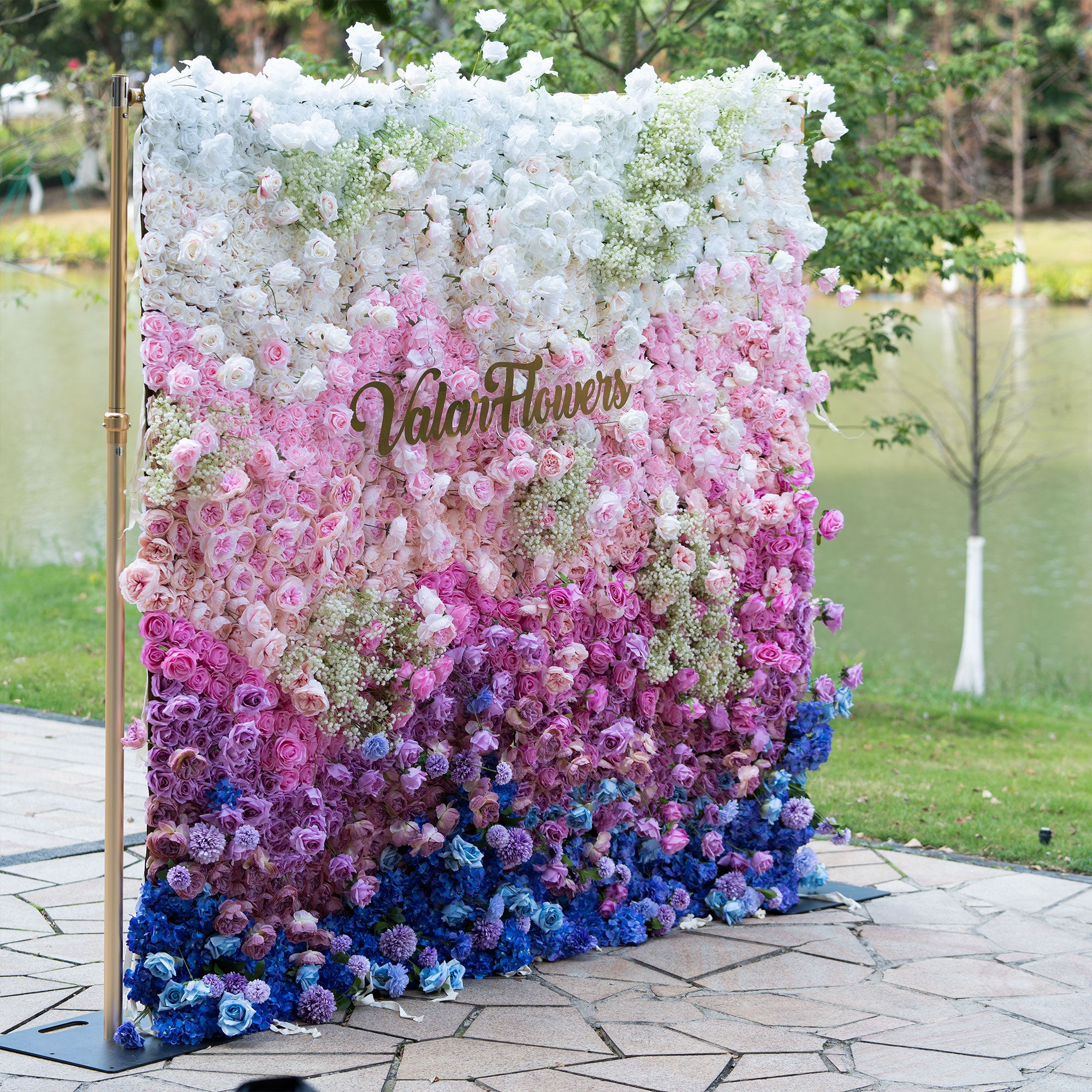 5D Roll Up Artificial Flower Wall Wedding Backdrop, Floral Event Decor