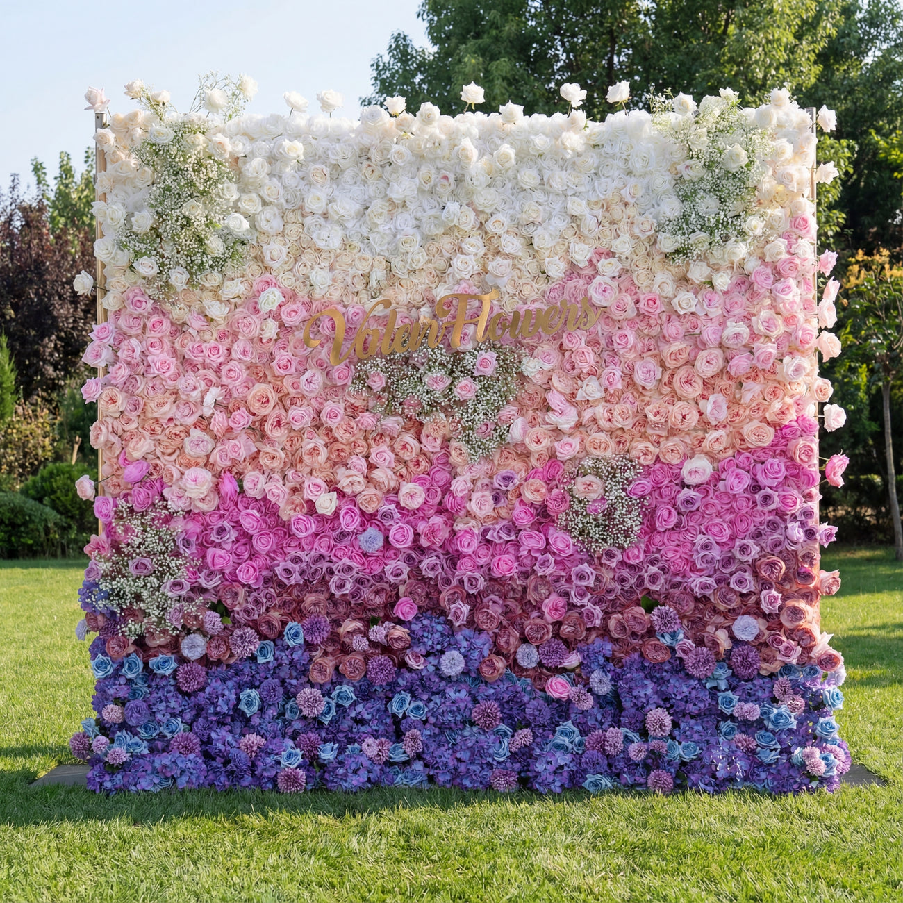 5D Roll Up Artificial Flower Wall Wedding Backdrop, Floral Event Decor
