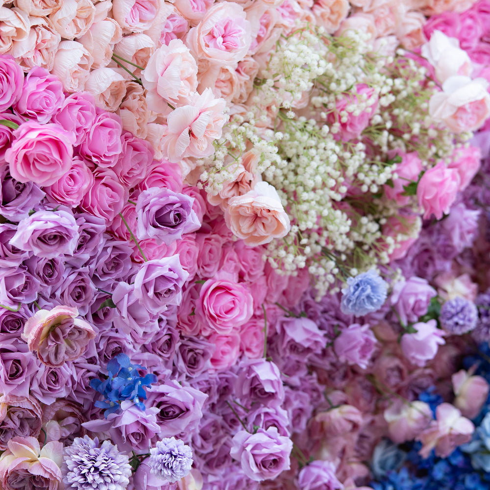 5D Roll Up Artificial Flower Wall Wedding Backdrop, Floral Event Decor