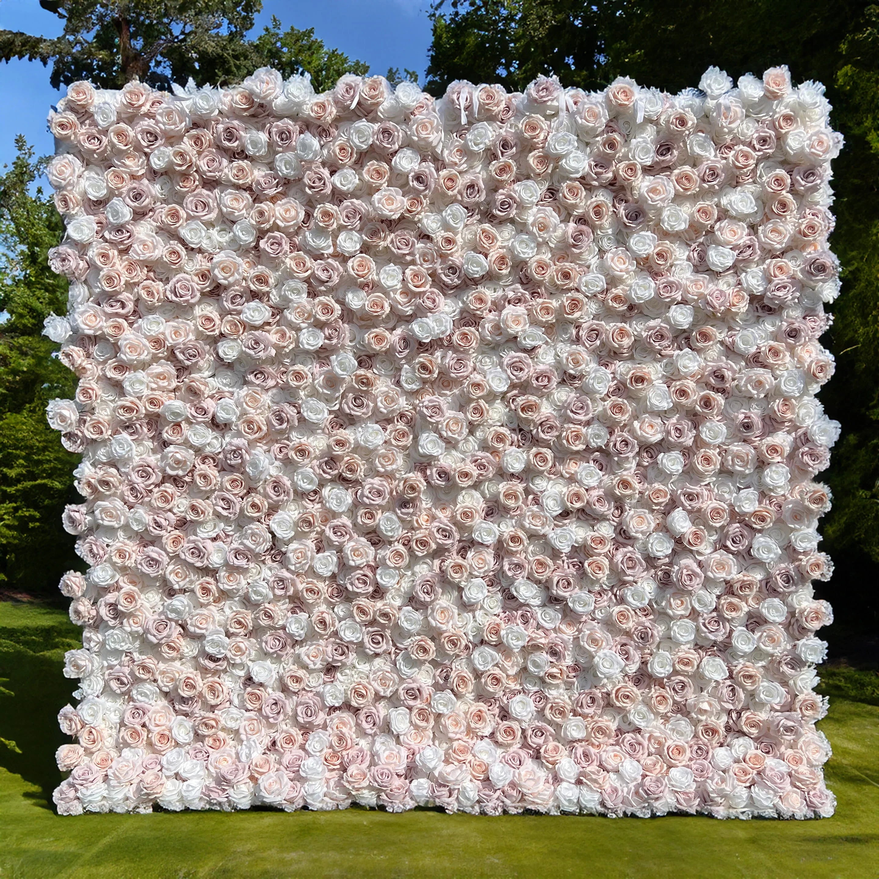 Elegant 5D Mixed Rose Roll-Up Flower Wall Backdrop -Bridal Party Decor