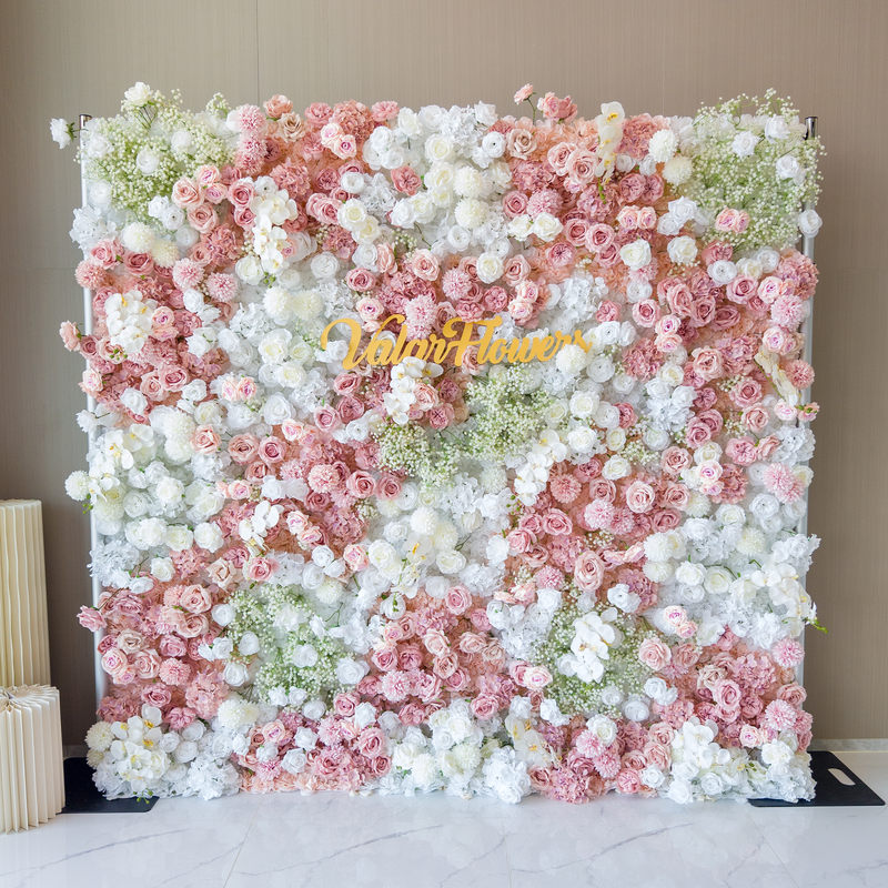 5D Roll-Up Flower Wall Backdrop for Party Celebration Decor VF-418