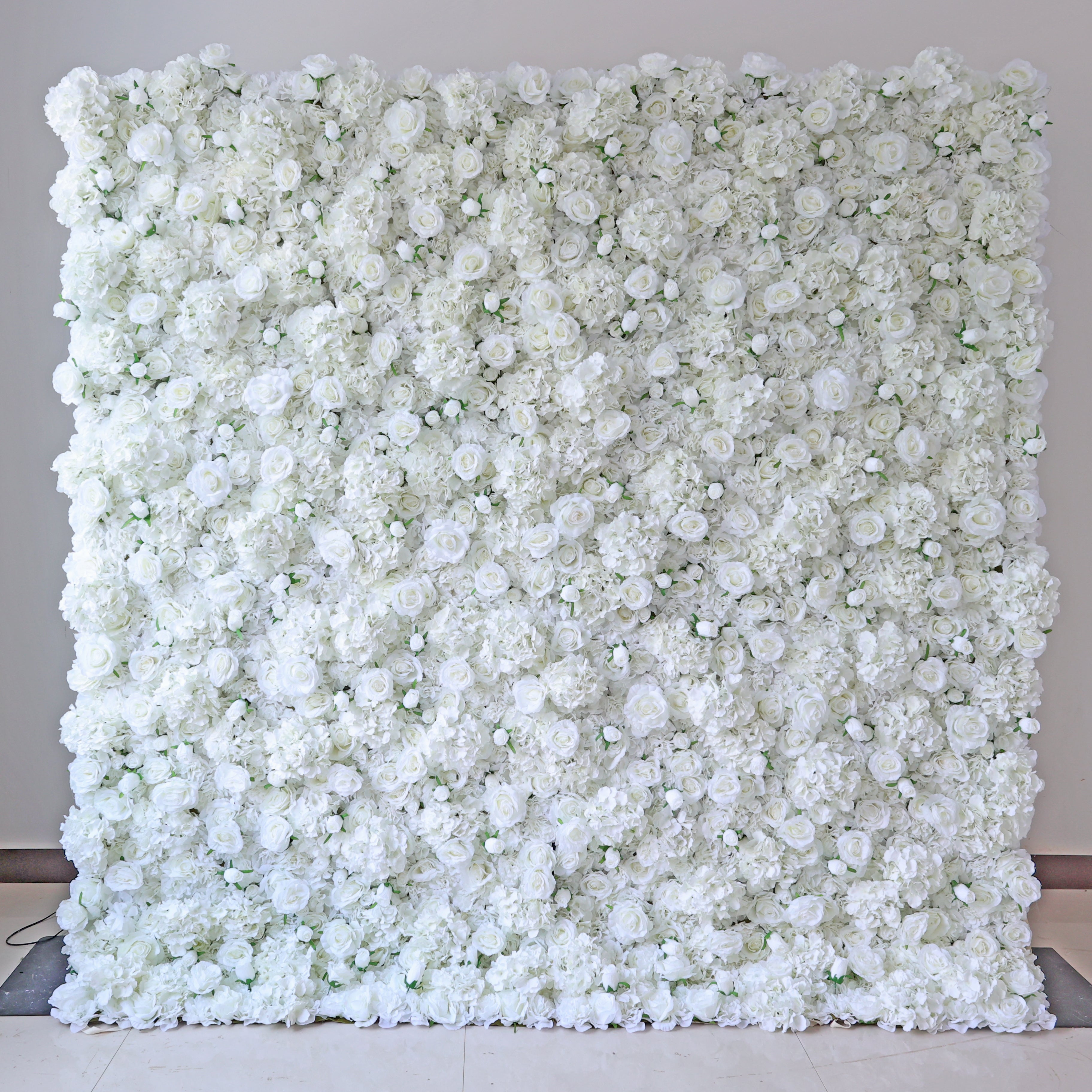 3D White Rose Roll-Up Flower Wall Backdrop for Party Celebration Decor