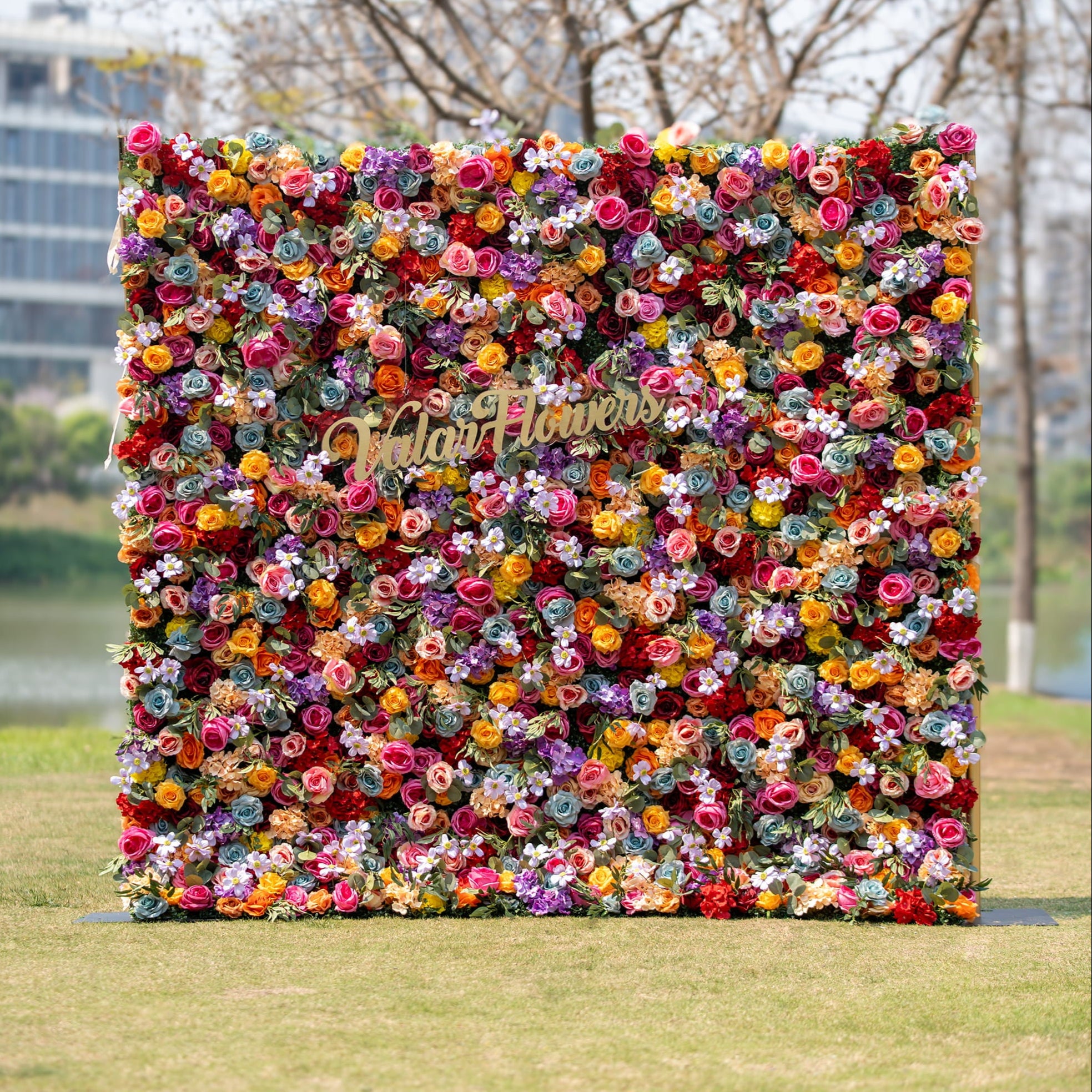 Valar Flower Roll Up Flower Wall Multicolored Artificial Flower Backdr