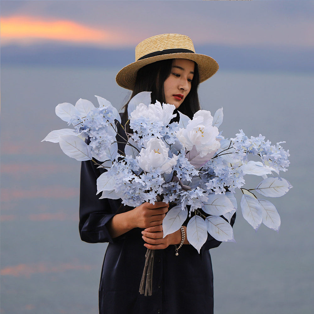 Prussian Blue Dream Silk Floral Arrangement | Elegant Faux Flower