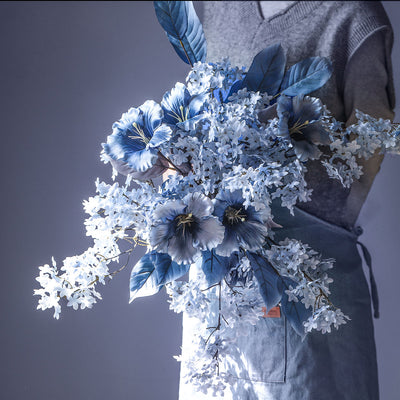 Prussian Blue Dream Silk Floral Arrangement | Elegant Faux Flower