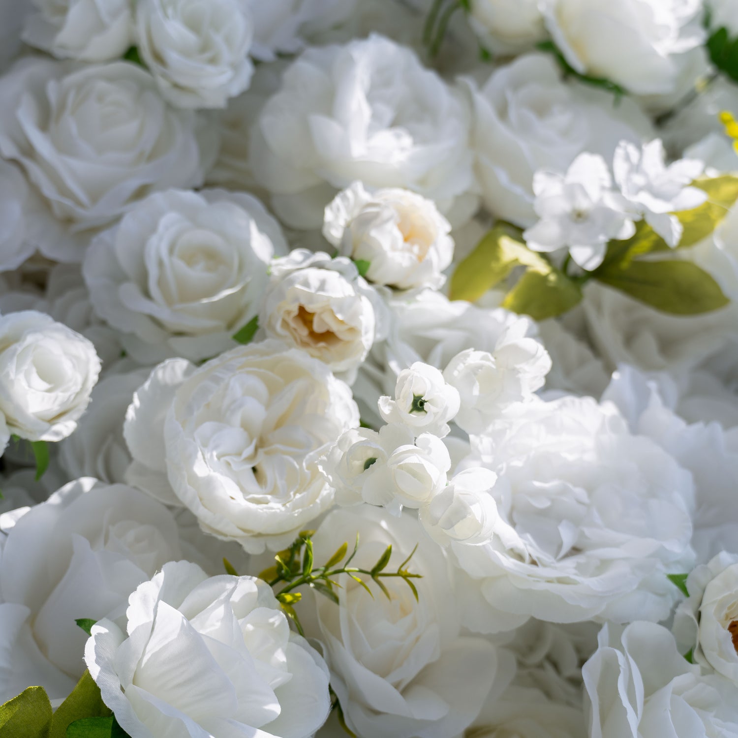 Pure White 5D Silk Rose Flower Wall | Elegant Backdrop for Weddings, E