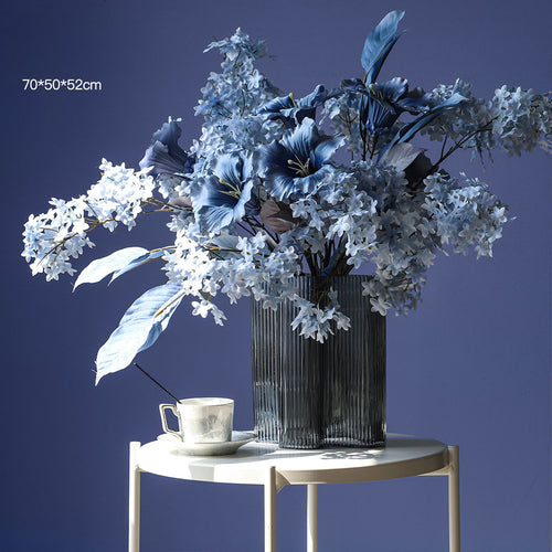 Prussian Blue Dream Silk Floral Arrangement | Elegant Faux Flower