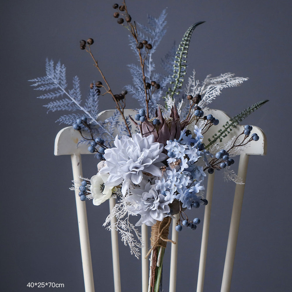 Prussian Blue Dream Silk Floral Arrangement | Elegant Faux Flower