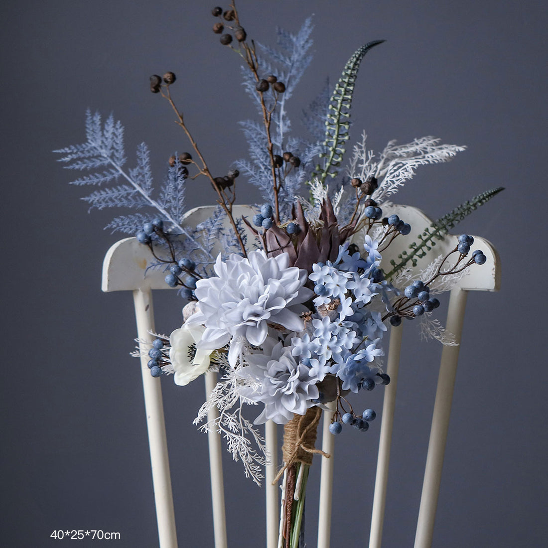 Prussian Blue Dream Silk Floral Arrangement | Elegant Faux Flower