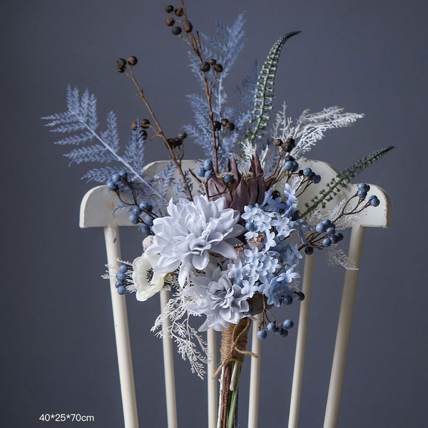 Prussian Blue Dream Silk Floral Arrangement | Elegant Faux Flower