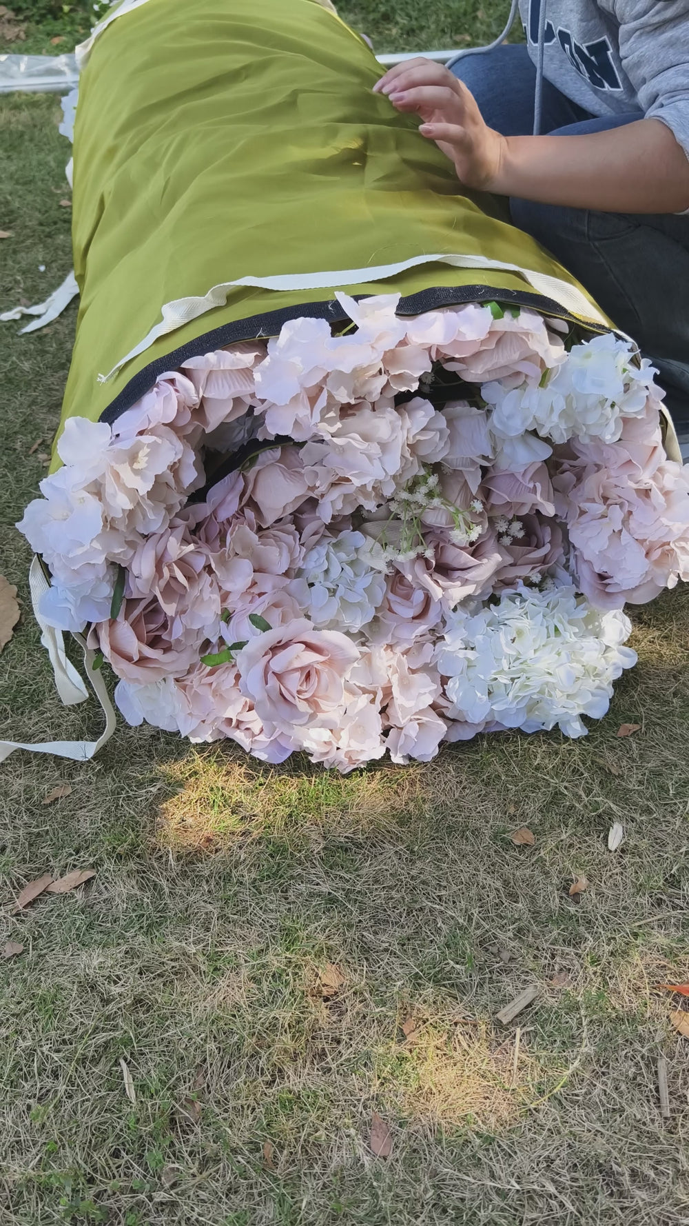 5D Roll up Artificial Flower Wall Wedding Backdrop Party Decoration VF-374