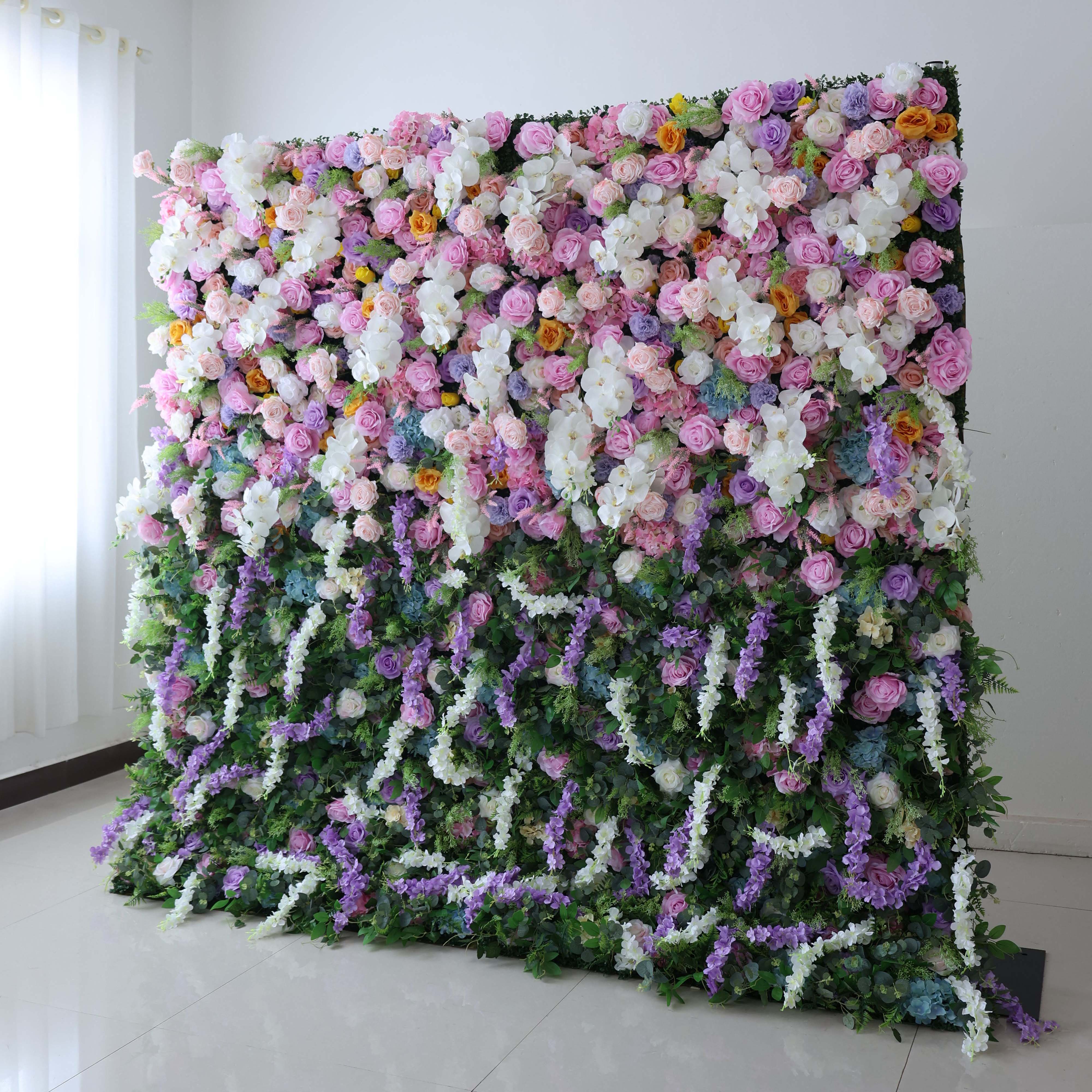 Valar Flowers Roll Up Fabric Artificial Flower Wall Wedding Backdrop,
