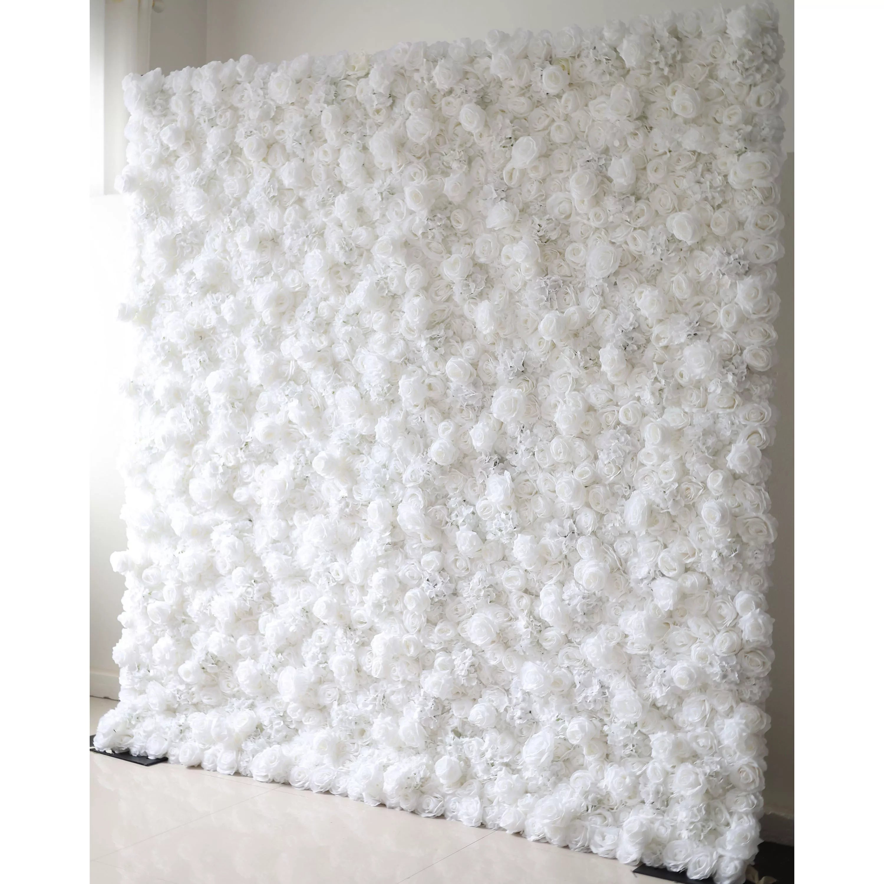 Valar Flower Roll Up Fabric Artificial Pure White Flower Wall Wedding